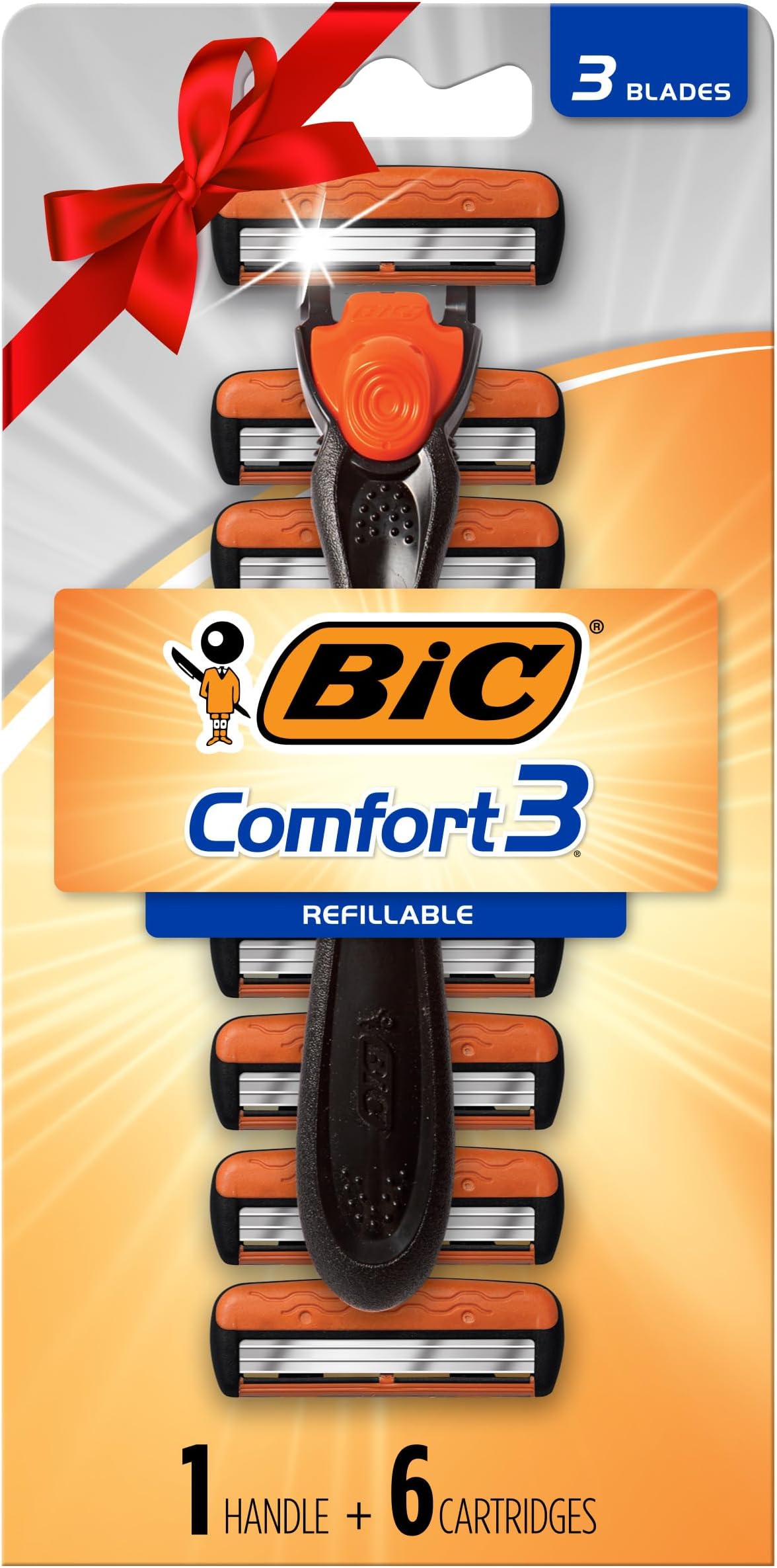 Amazon.com: BIC Comfort 3 Refillable Three-Blade Disposable Razor for ...