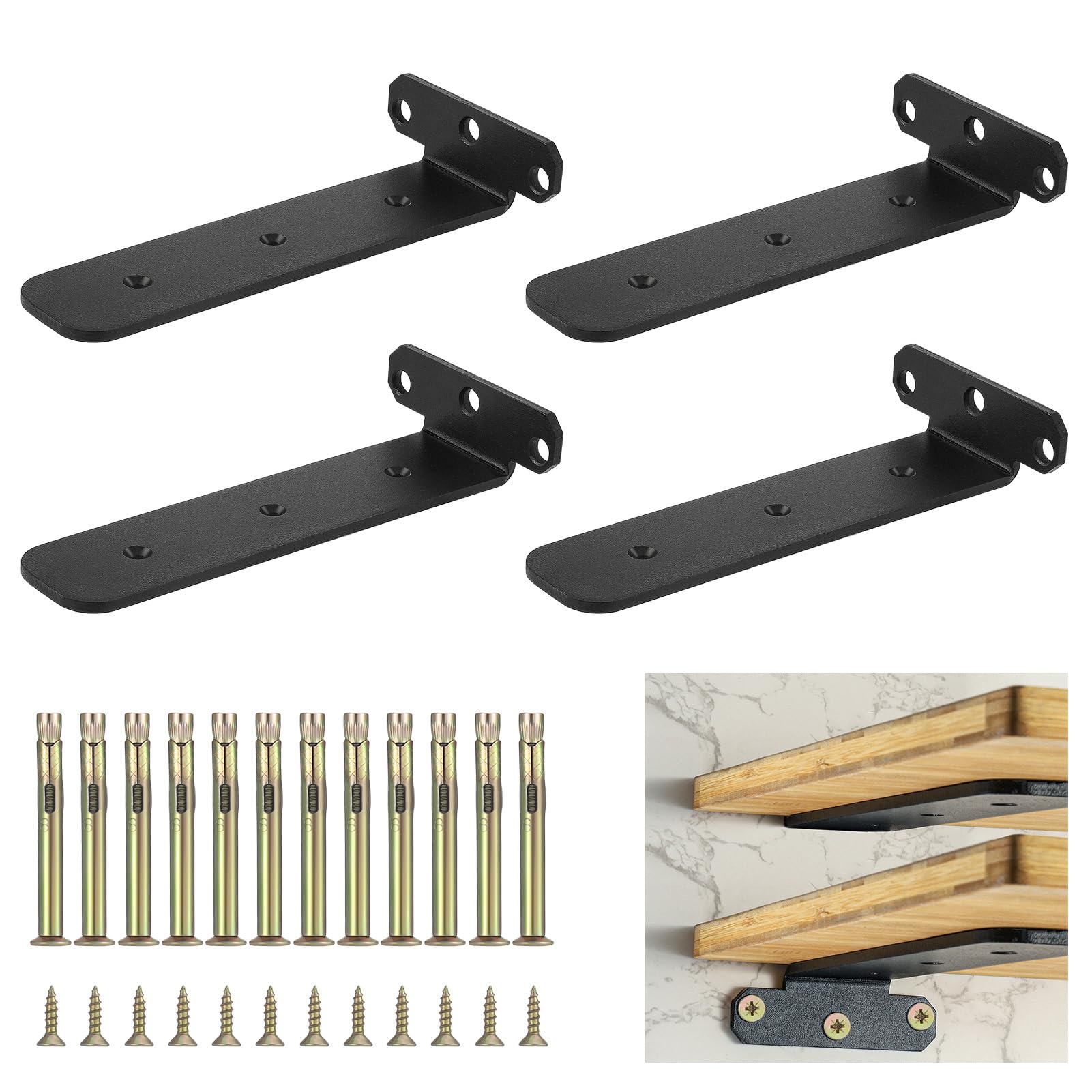 GSrenyu 4 Pack Shelf Brackets, 7.8 Inch Metal L Scaffold Boards , Heavy ...