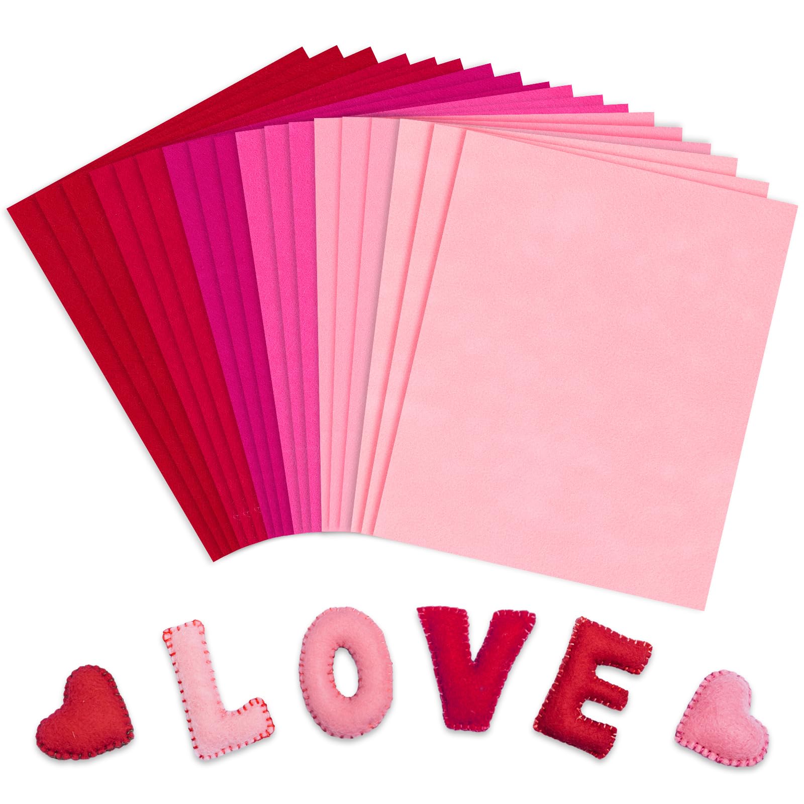 Amazon.com: Whaline 18Pcs Red Pink Felt Fabric Sheets Assorted Soft ...