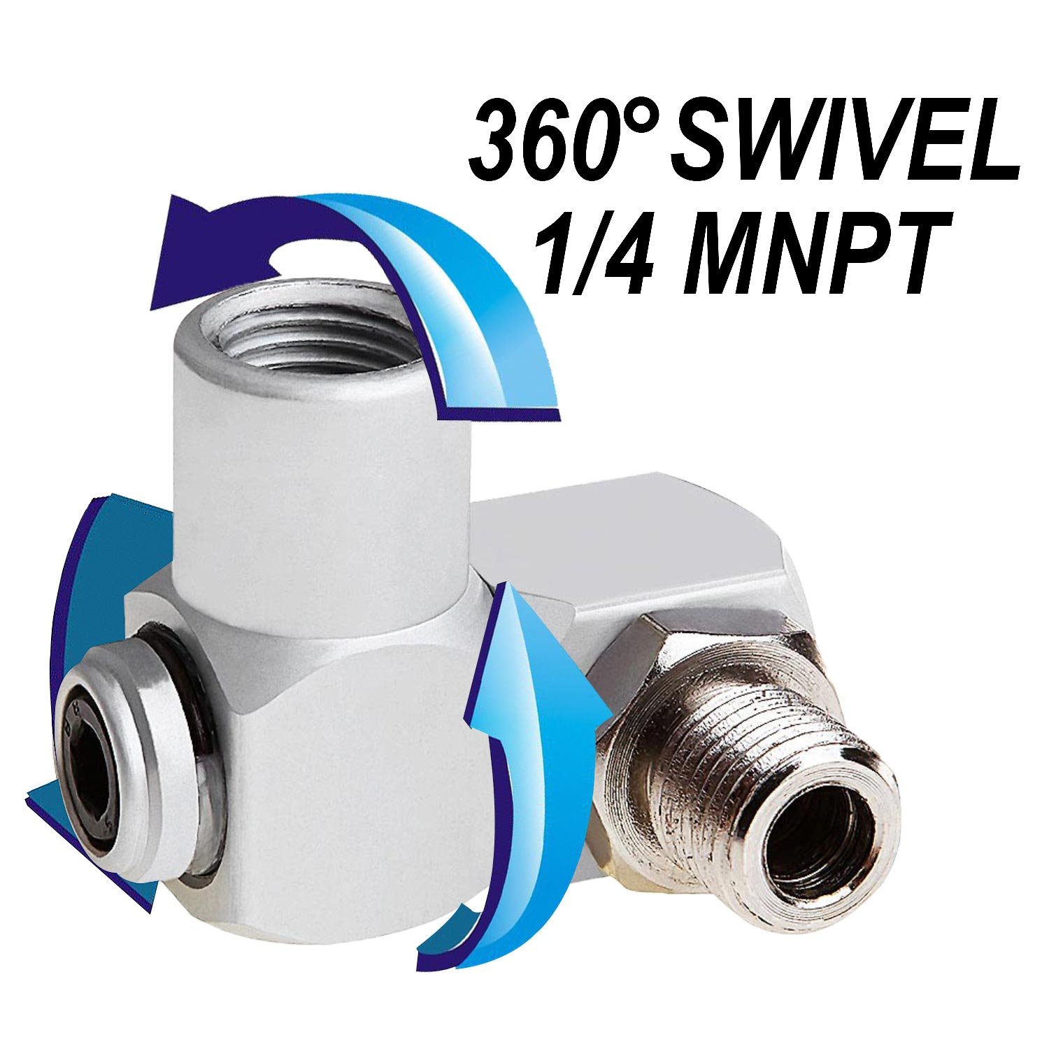 Buy 360 Degree Swivel Air Hose Connector, 1/4" NPT Industrial Swivel ...