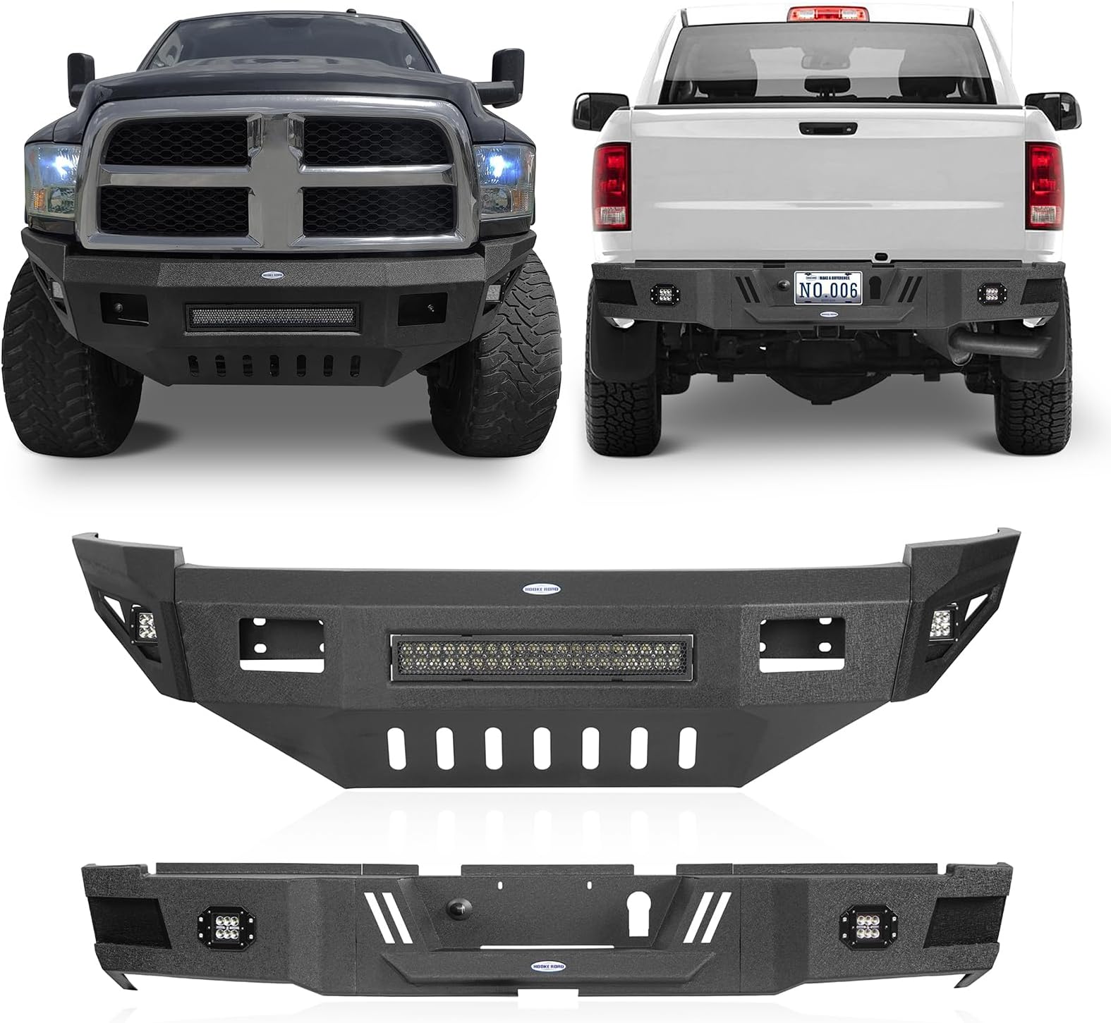 Amazon.com: Hooke Road 10-18 Ram Full Width Front and Rear Bumper Kit ...