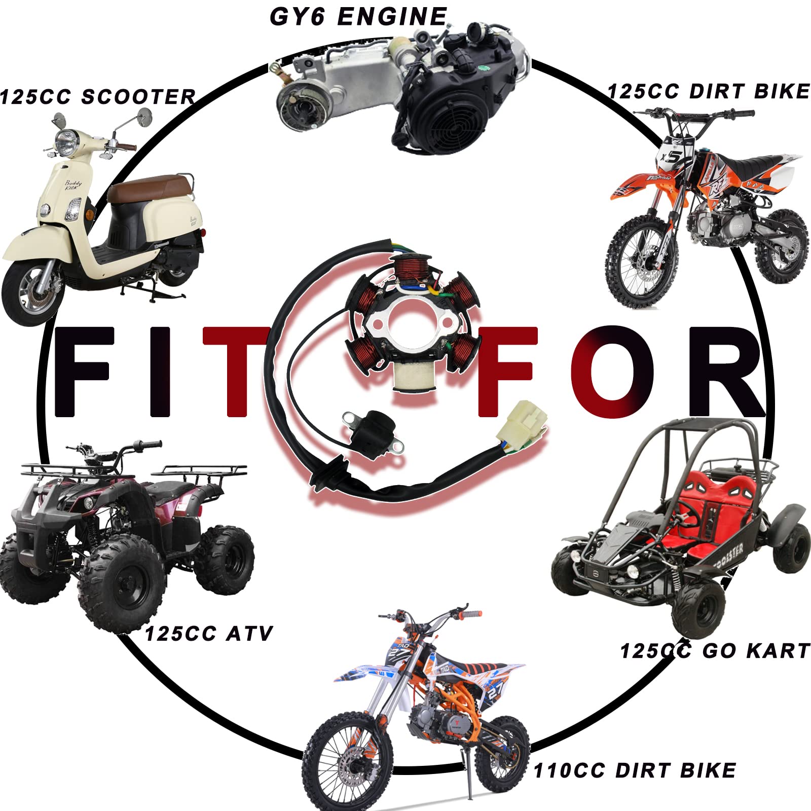 Snapklik.com : Magneto Stator Coil 5 Wire AC 6 Pole Ignition Stator ...