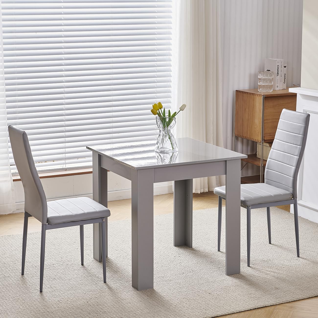 Redd Royal Wood Dining Room Table and Chairs Set of 4 for Small Space ...