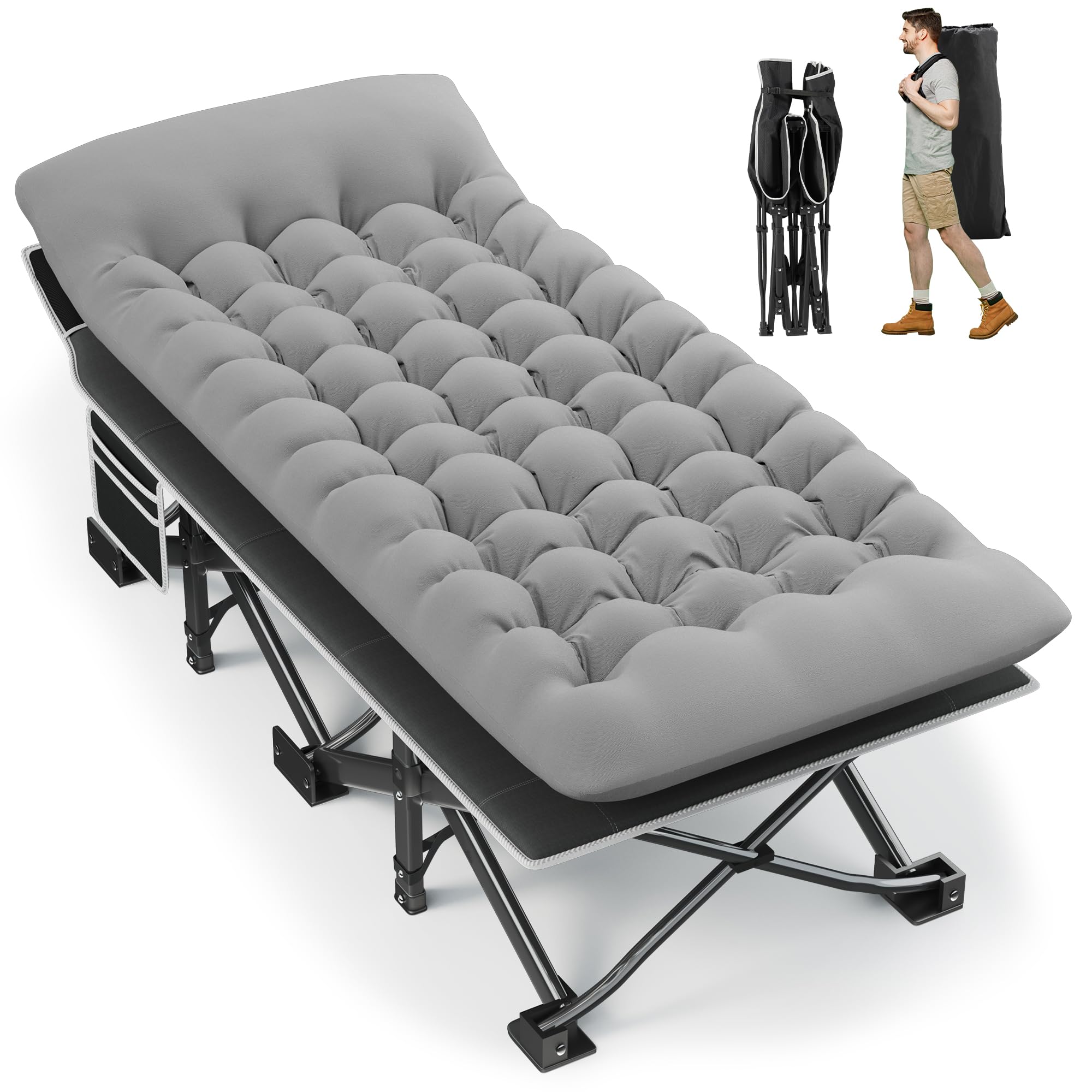 Amazon.com: Fragess Portable Camping Cot, 32" Extra Wide Camping Bed ...