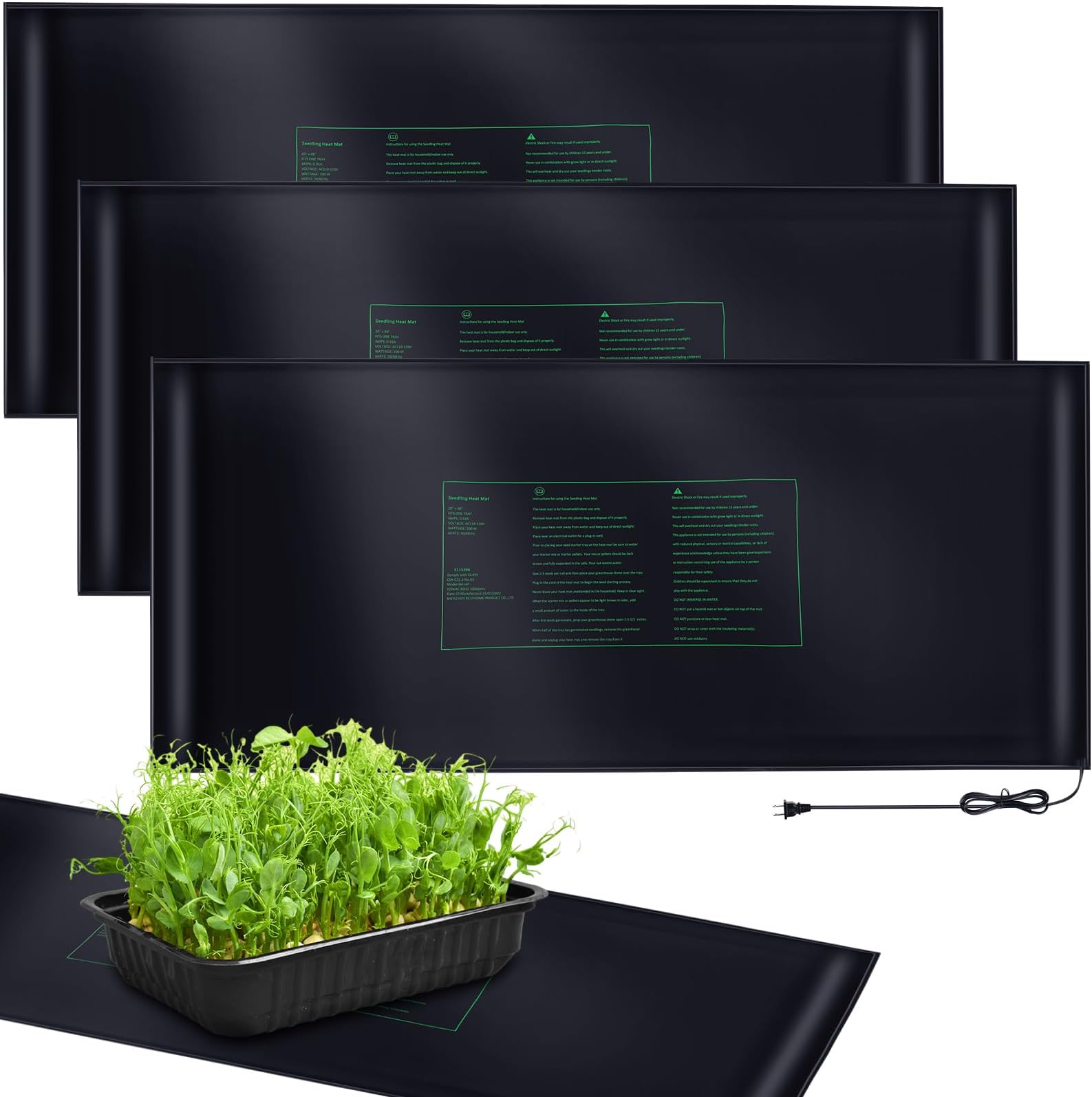 Amazon.com : ROCEEI 3 Pack 48" x 20" Durable Seedling Heat Mat ...