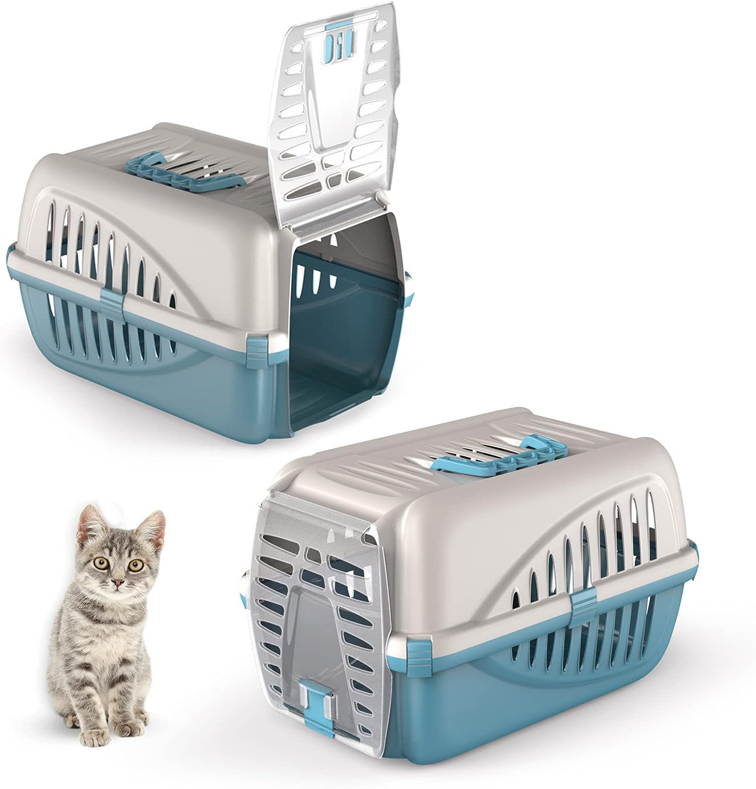 CAT CENTRE Premium Blue Pet Carrier Kitten Cat Dog Animal Transport ...