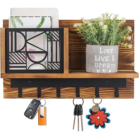 Amazon.com: ADIIL Mail and Key Holder for Wall Decorative, Wooden Wall ...