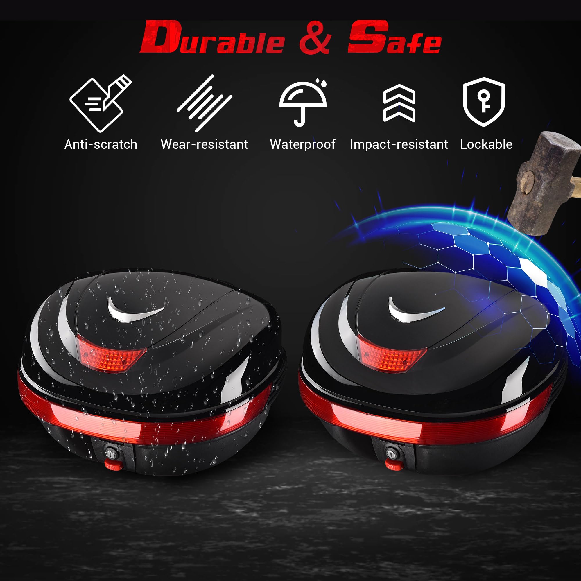 Snapklik.com : Yescom Motorcycle Trunk Black Motorcycle Top Case ...