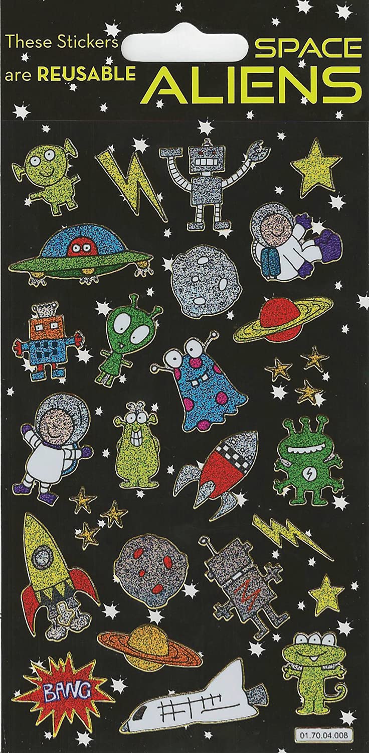 Space Aliens Sparkly Reusable Stickers | Perfect for Craft Activities ...