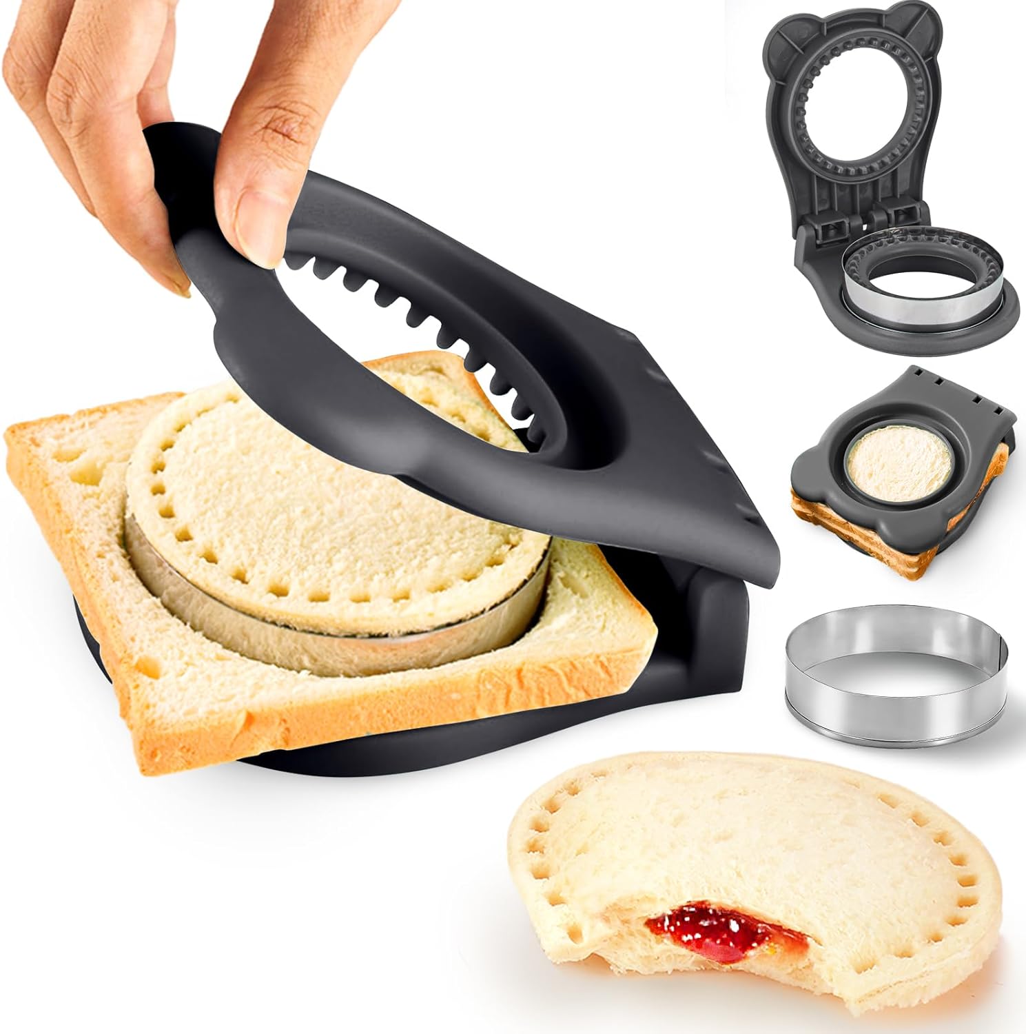 Amazon.com: Junejour Sandwich Press Uncrustables for Kids 4 inch Round ...