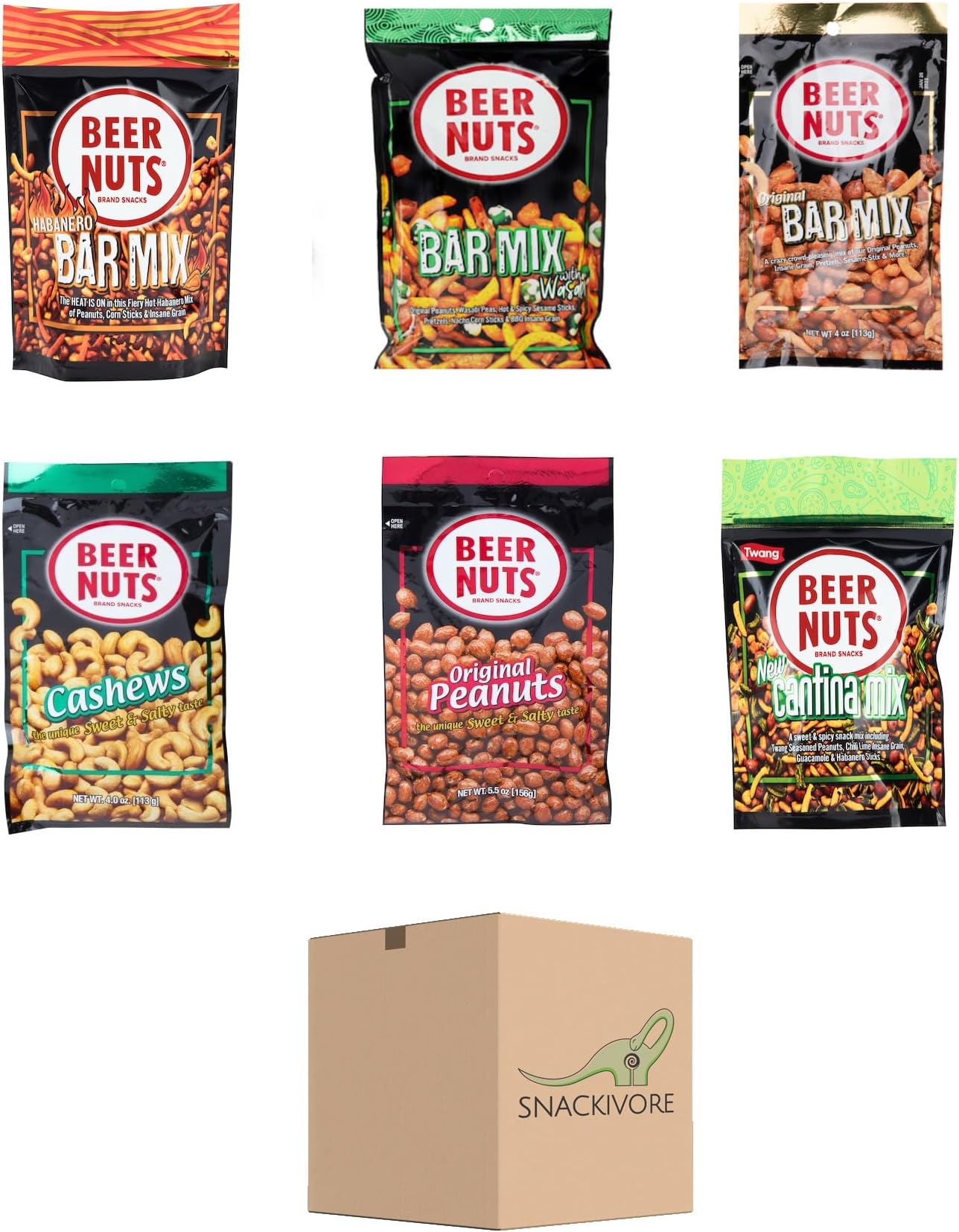 Amazon.com : Beer Nuts Variety 6 Pack Bar Mix Snacks- Beer Nuts ...