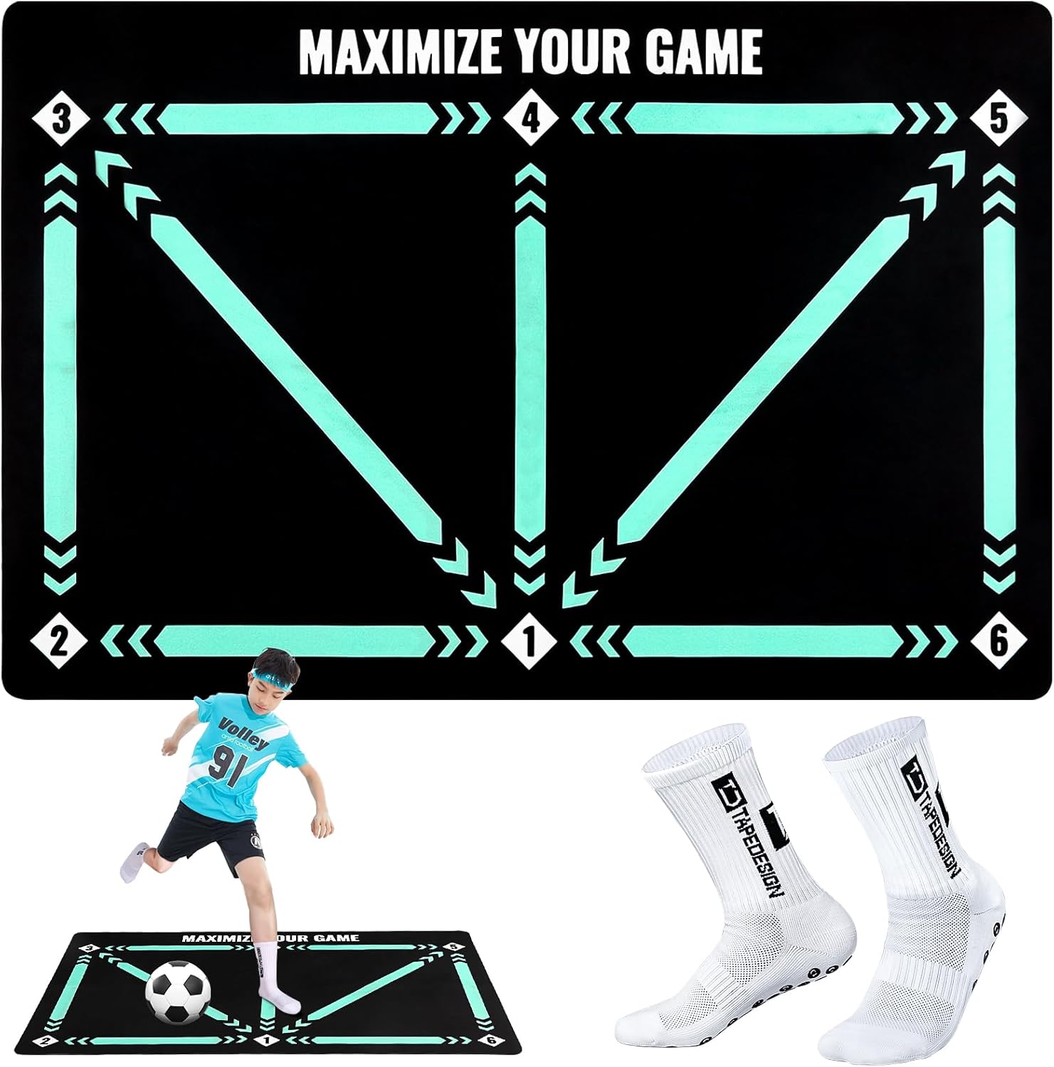 Tuocal Football Training Mat, 90 x 60cm Football Footstep Training with ...