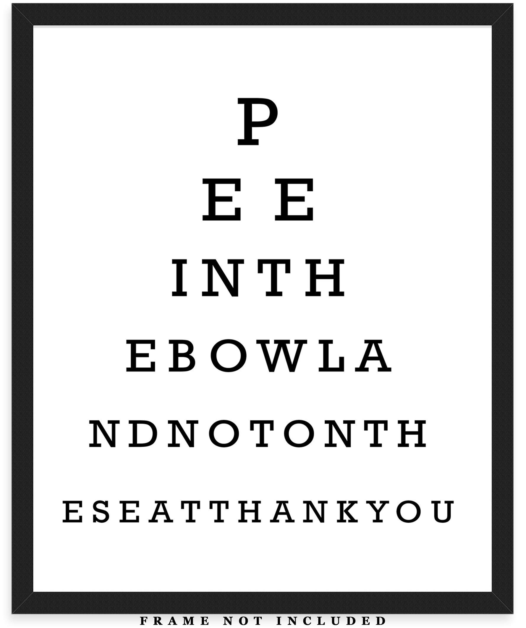Buy Pee in the Eye Chart: Farmhouse Bathroom Wall Art Decor - Unframed ...