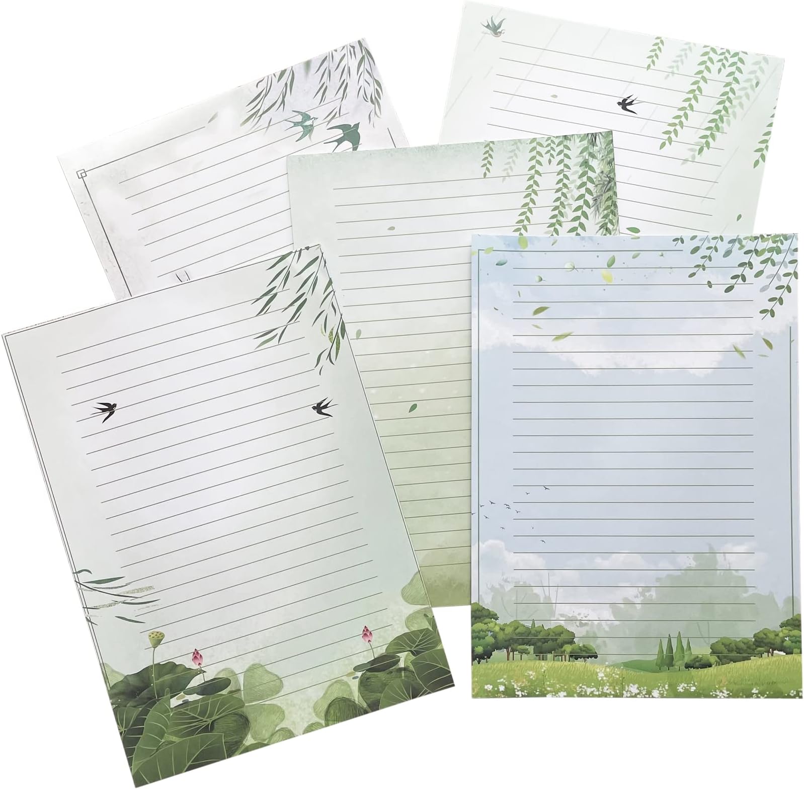 Amazon.com : 50 Lined Writing Paper Set, Stationery Paper for Writing ...