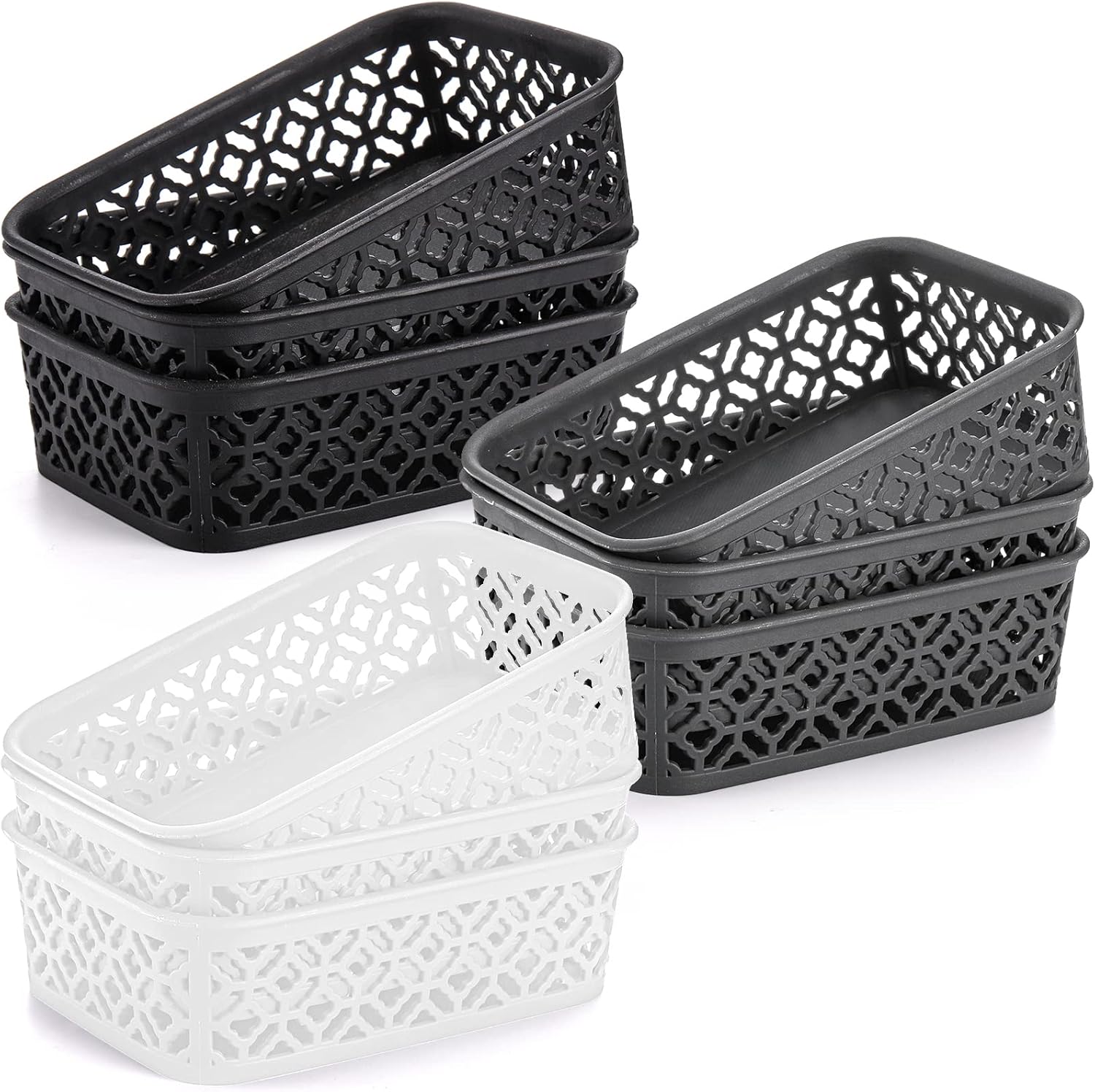 Amazon.com: ZEAYEA 9 Pack Small Plastic Storage Baskets, Woven Design ...
