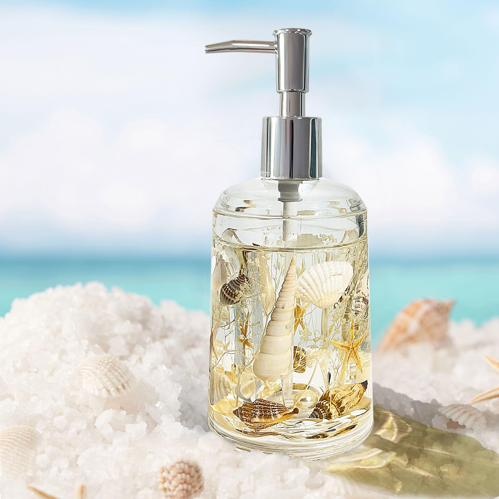 Amazon.com: FONMY Soap Dispenser with Pump Acrylic w/Nature Seashell ...