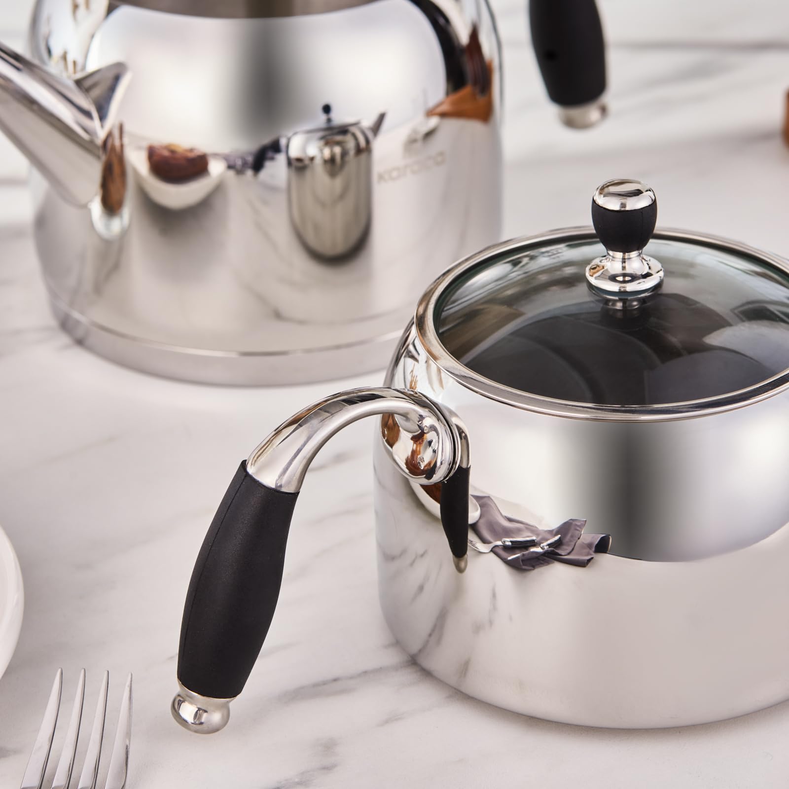 Snapklik.com : Karaca Stella Stainless Steel Turkish Teapot Set XL, 1L ...