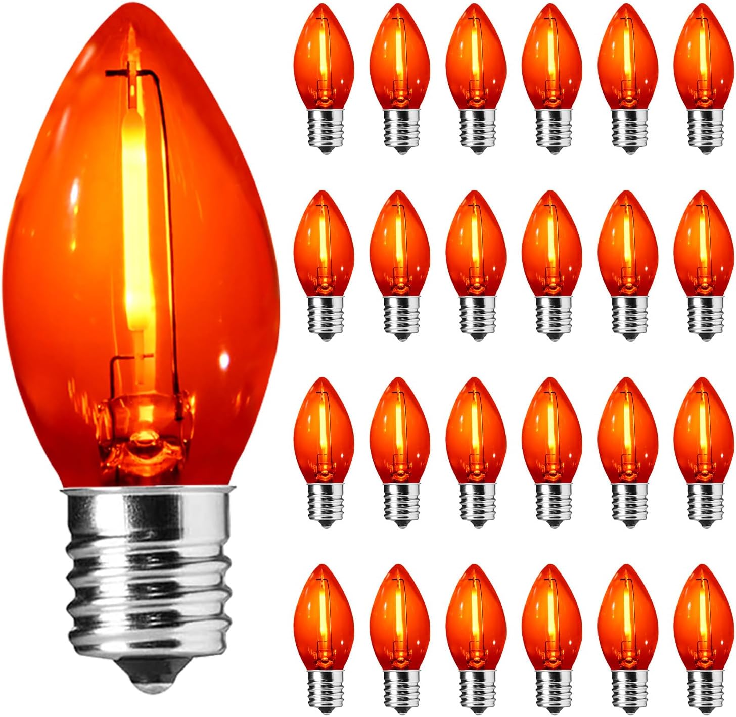 EZLS C7 Yellow LED Bulbs - 5 Pack Smooth Lens Yellow Transparent C7 ...