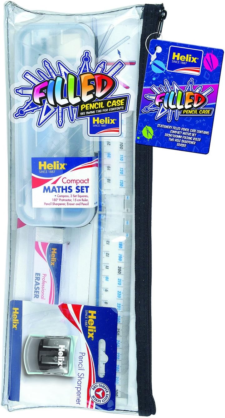 Helix Complete Stationery Set in 13.5 inch Pencil Case : Amazon.co.uk ...
