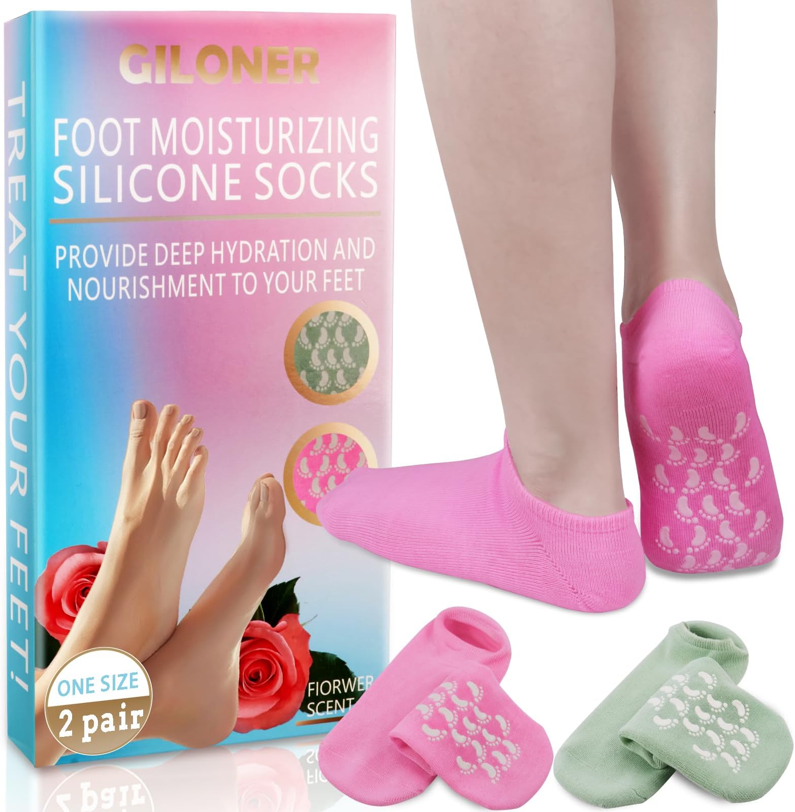 Amazon.com : TEAWOO 5 Pairs Silicone Socks for Dry Cracked Feet, Women ...
