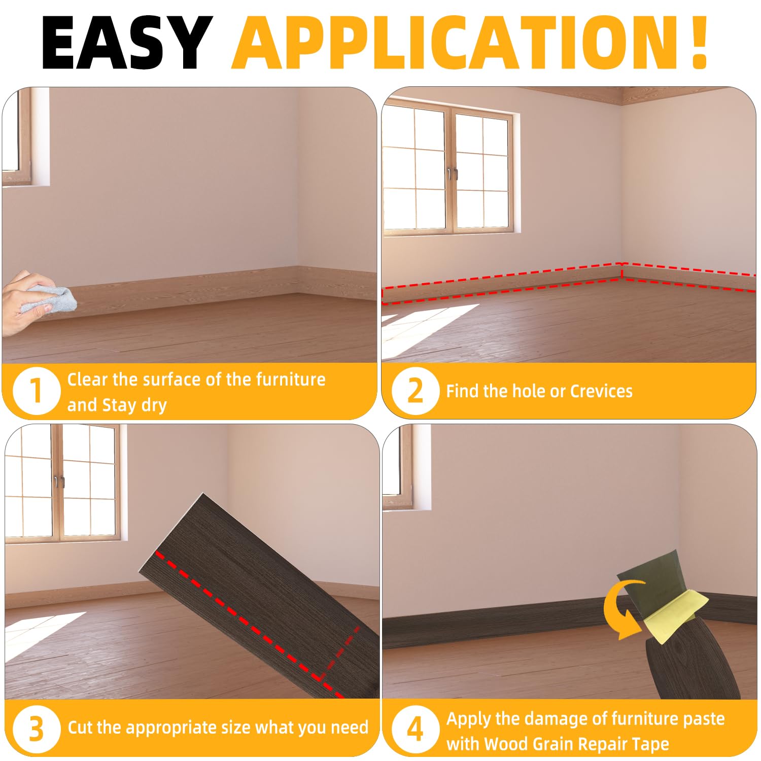 Snapklik.com : Wood Grain Repair Tape, 15.7 Inch X 15ft Self Adhesive ...