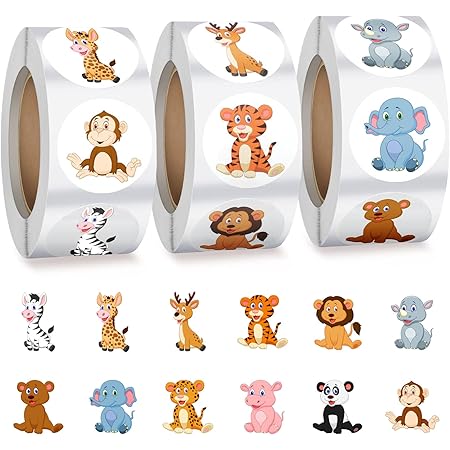 Amazon.com: 600 Pcs Round Zoo Marine Animal Stickers in 16 Designs with ...