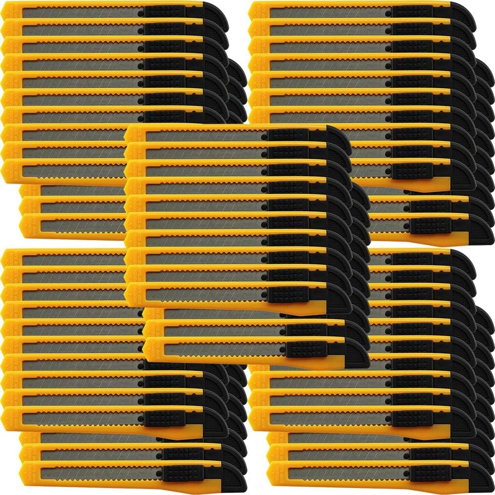 100x Bulk Small Yellow Utility Knife Box Cutters Snap Off Blade 9MM ...