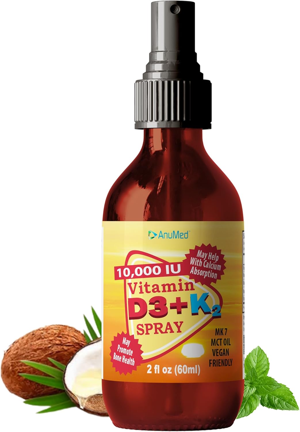 Amazon.com: Vitamin D3 K2 10,000 IU Liquid Spray with Organic MCT Oil ...