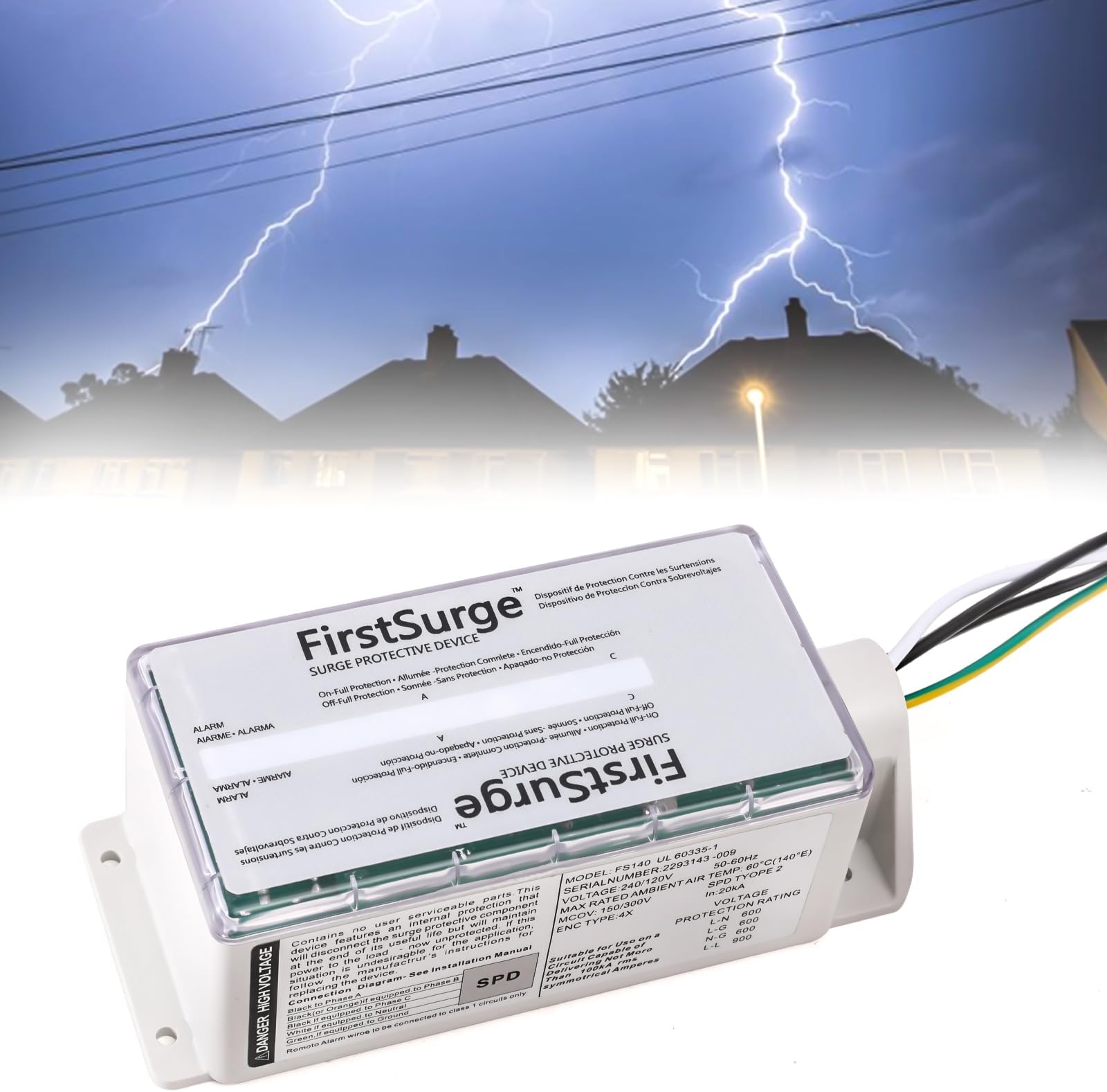 Amazon.com: Fenglesha Surge Protection Device - 140kA Whole House Surge ...