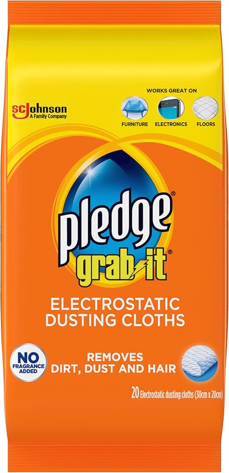 Pledge Grab-It Electrostatic Dusting Cloths 20 Pack – Disposable Dust ...