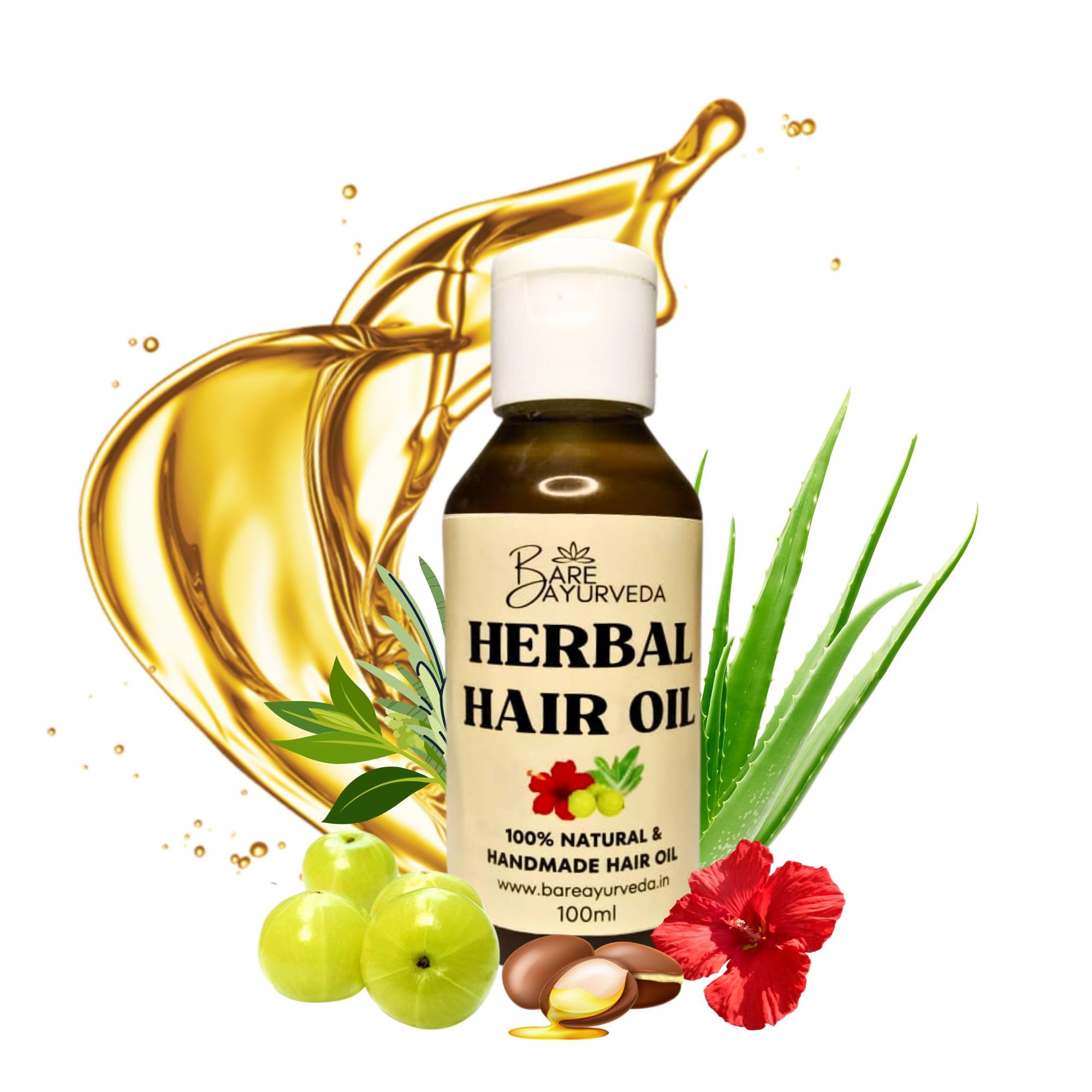 Buy Bare Ayurveda Herbal Hair Oil | Reduces Hair Fall & Dandruff ...