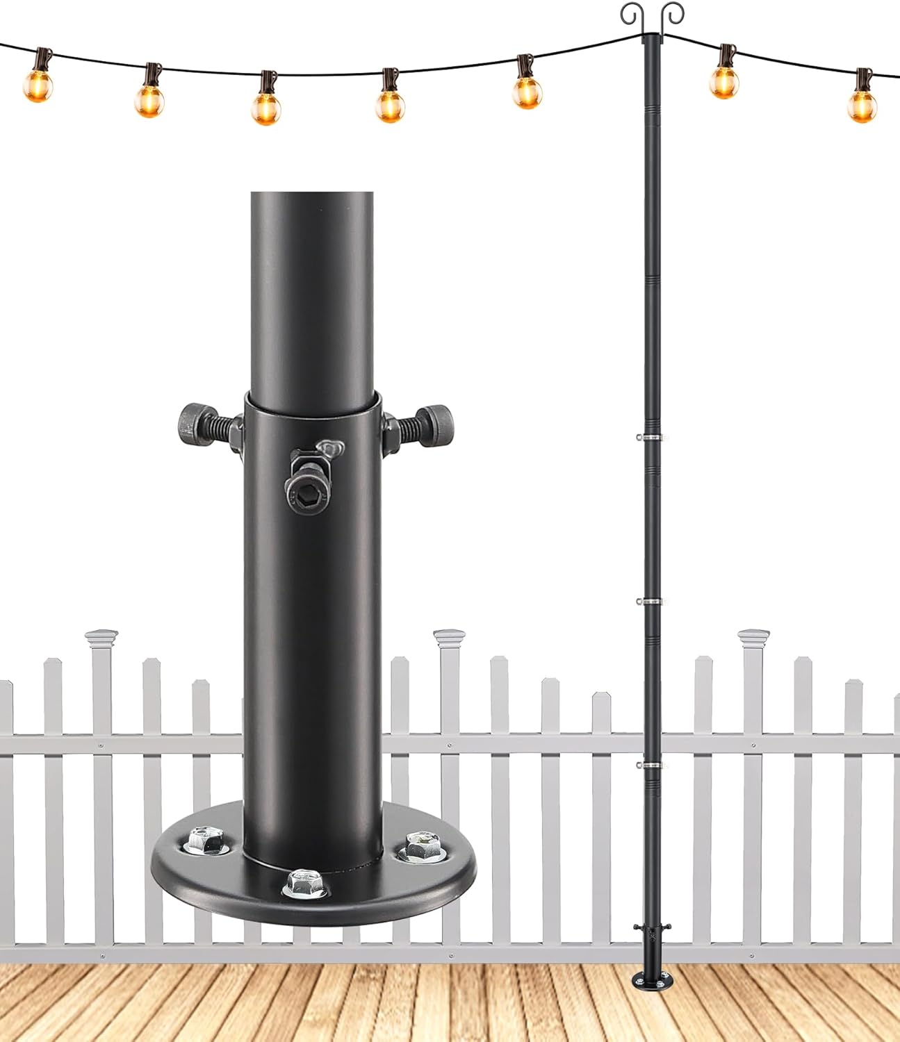 Amazon.com: Keplrend 12FT String Light Poles - 2 Pack Deck Light Poles ...