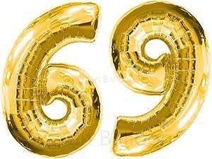 Amazon.com: ZIYAN 40 Inch Giant 69th Gold Number Balloons,Birthday ...