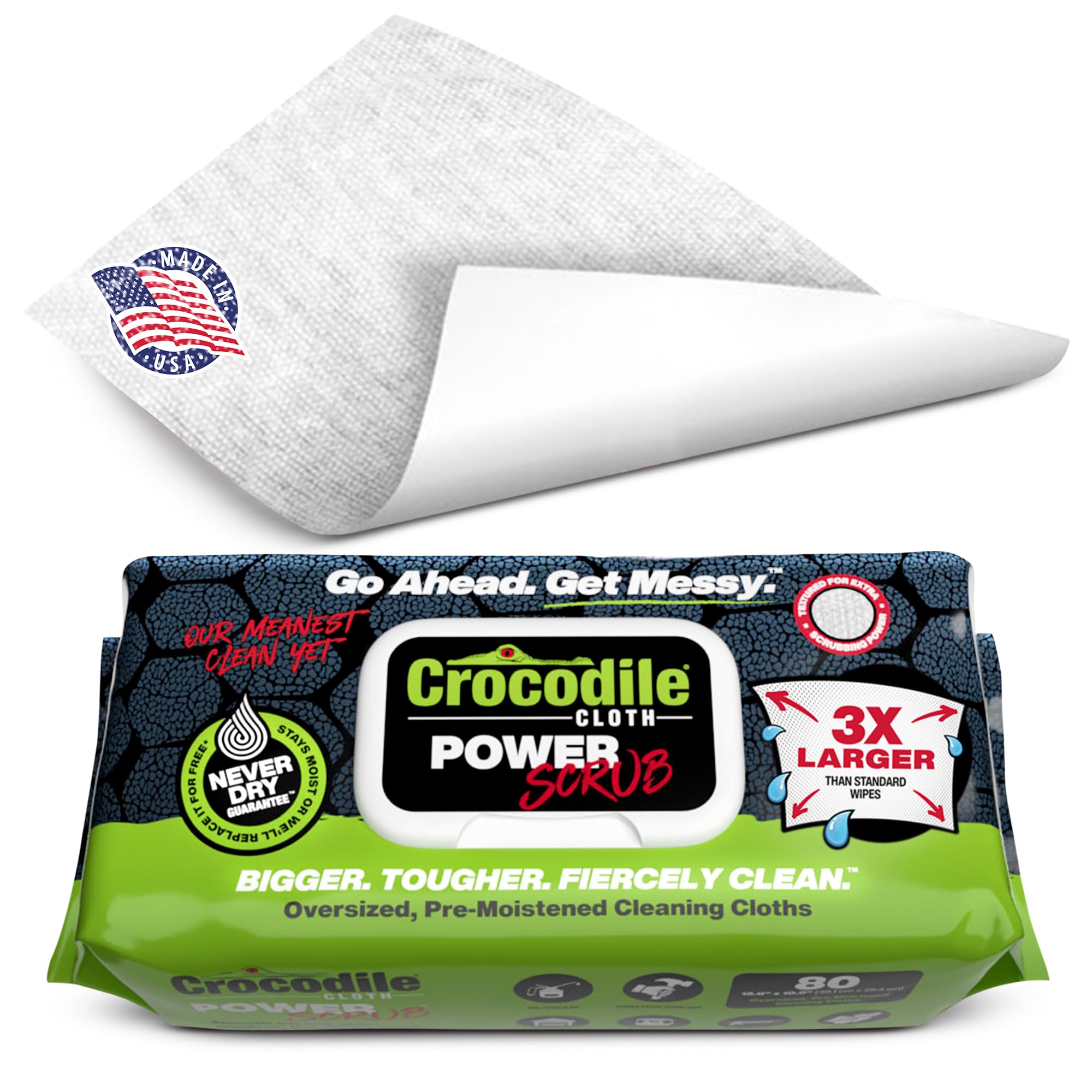 Crocodile Cloth PowerScrub - 80 Dual Surfaced Cloths, 10in X 15in ...