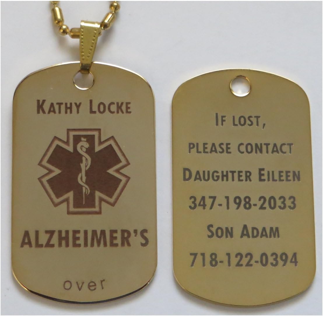 Amazon.com: Personalized Custom Engraved Alzheimer's Dementia ID Tag ...