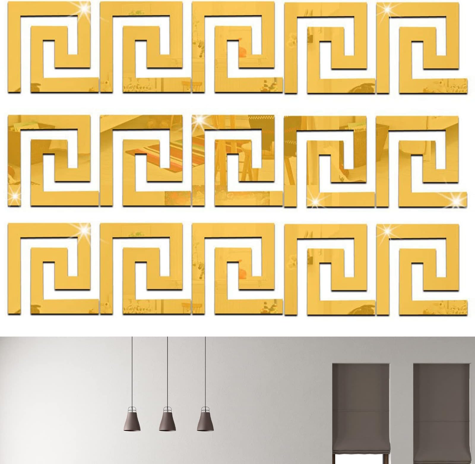 Amazon.com: QUIETART 50Pcs Gold Mirror Stickers Wall Stickers Removable ...