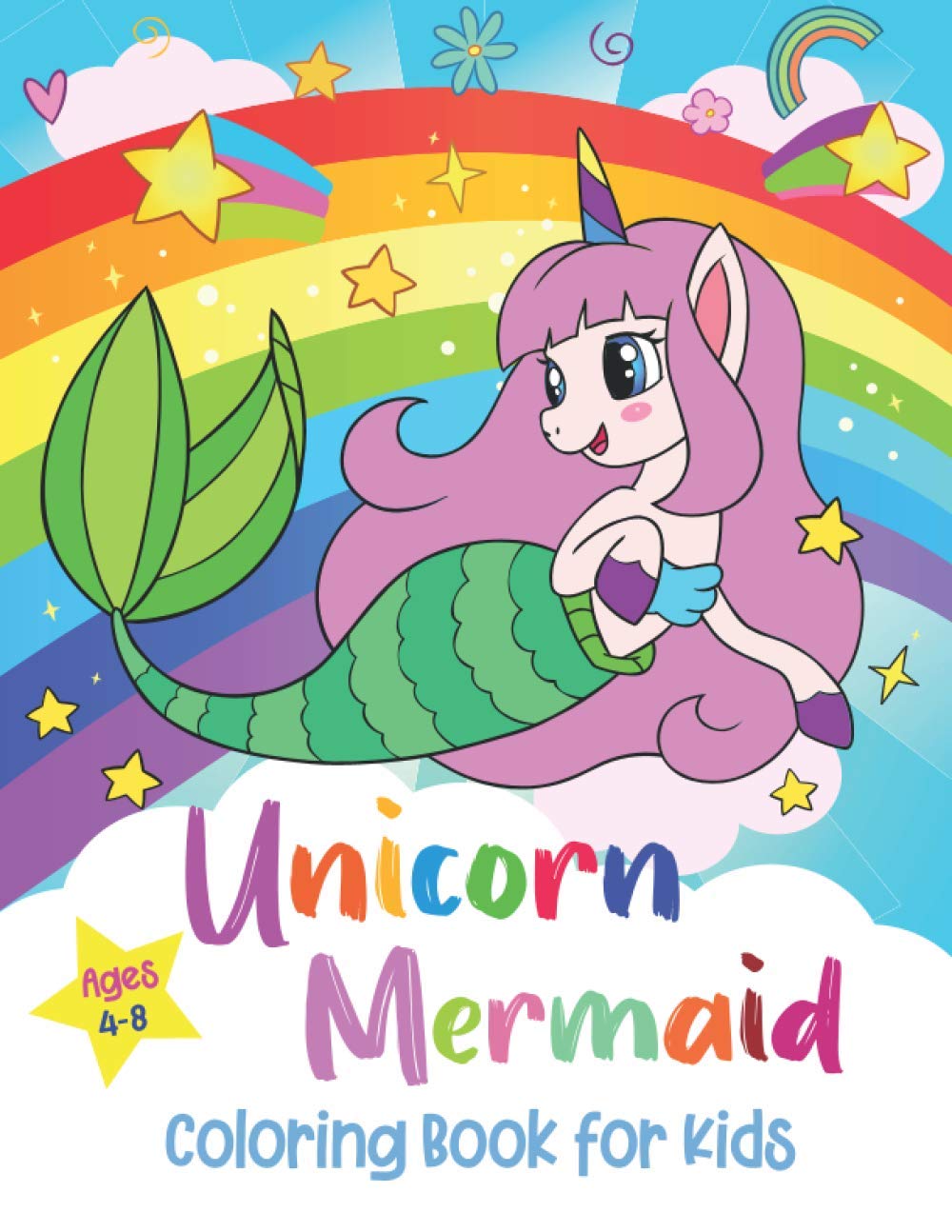 Unicorn Mermaid Coloring Book: For Kids Ages 4-8: Minds, Sparkling ...