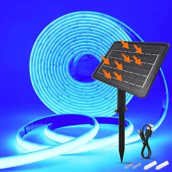 XUNATA Solar COB Neon Strip 24V, 8 Modes Outdoor IP68 String Lights ...