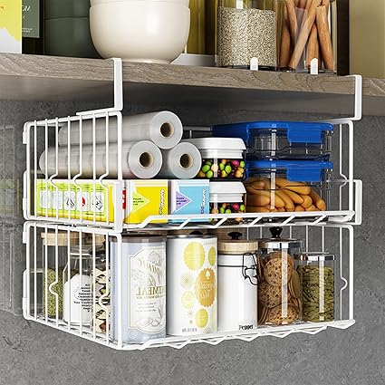 Amazon.com: PowerKing Under Shelf Storage Baskets, Foldable Metal Wire ...