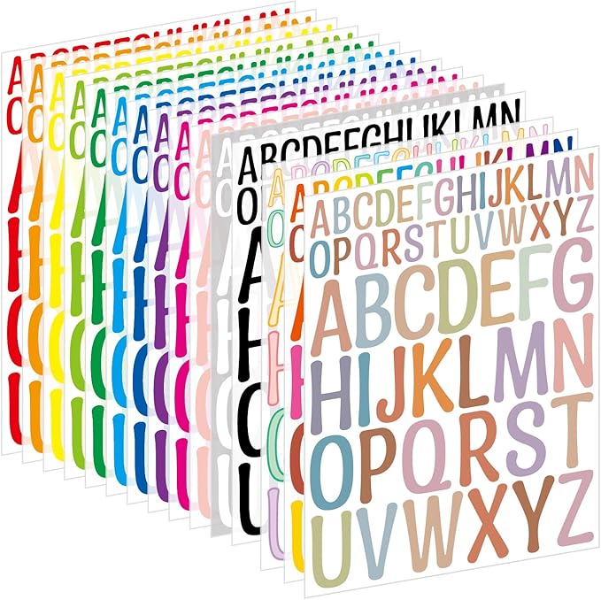 Amazon.com: 15 Sheets Vinyl Letters Stickers, 780 Alphabet Number ...