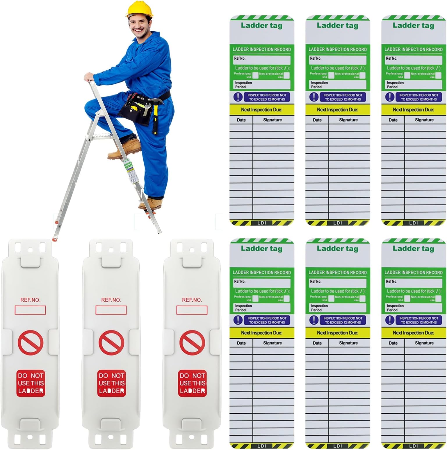 Ladder Tags, Scaffold Inspection Record Tags 3 Holders and 6 Ladder ...