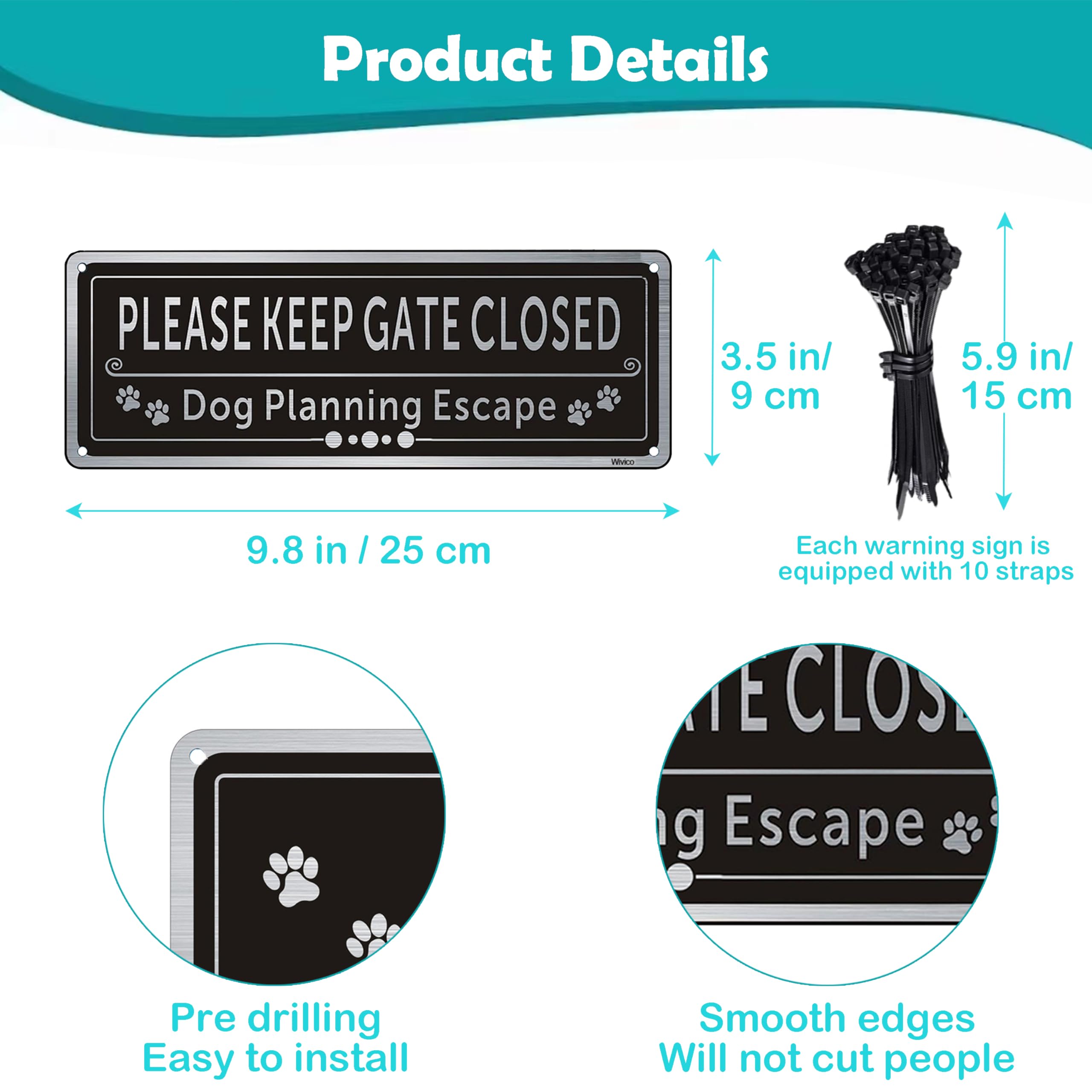Wivico PLEASE KEEP GATE CLOSED Sign|Brushed Aluminium|Outdoor Gate ...