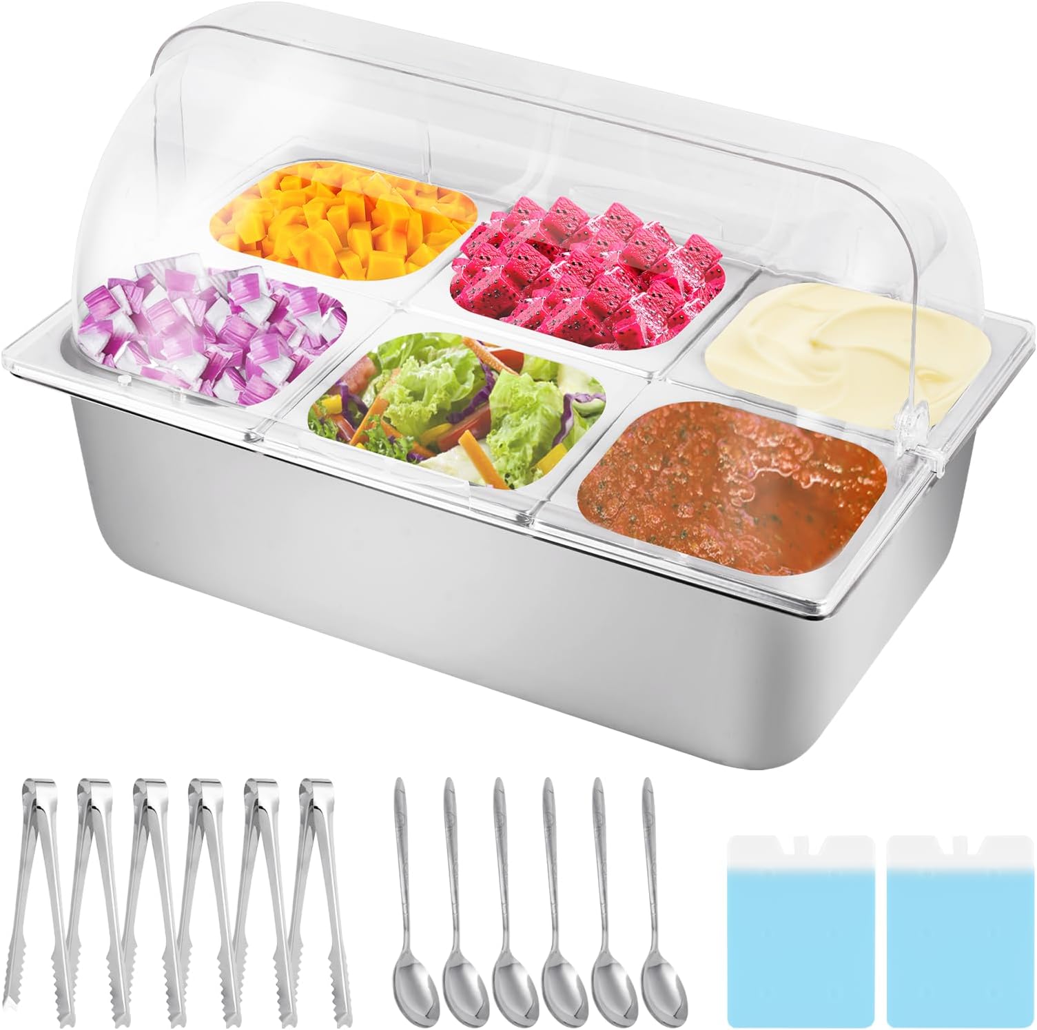 Amazon.com | TITIDU Ice Food Serving Display Tray with Clear Roll Top ...