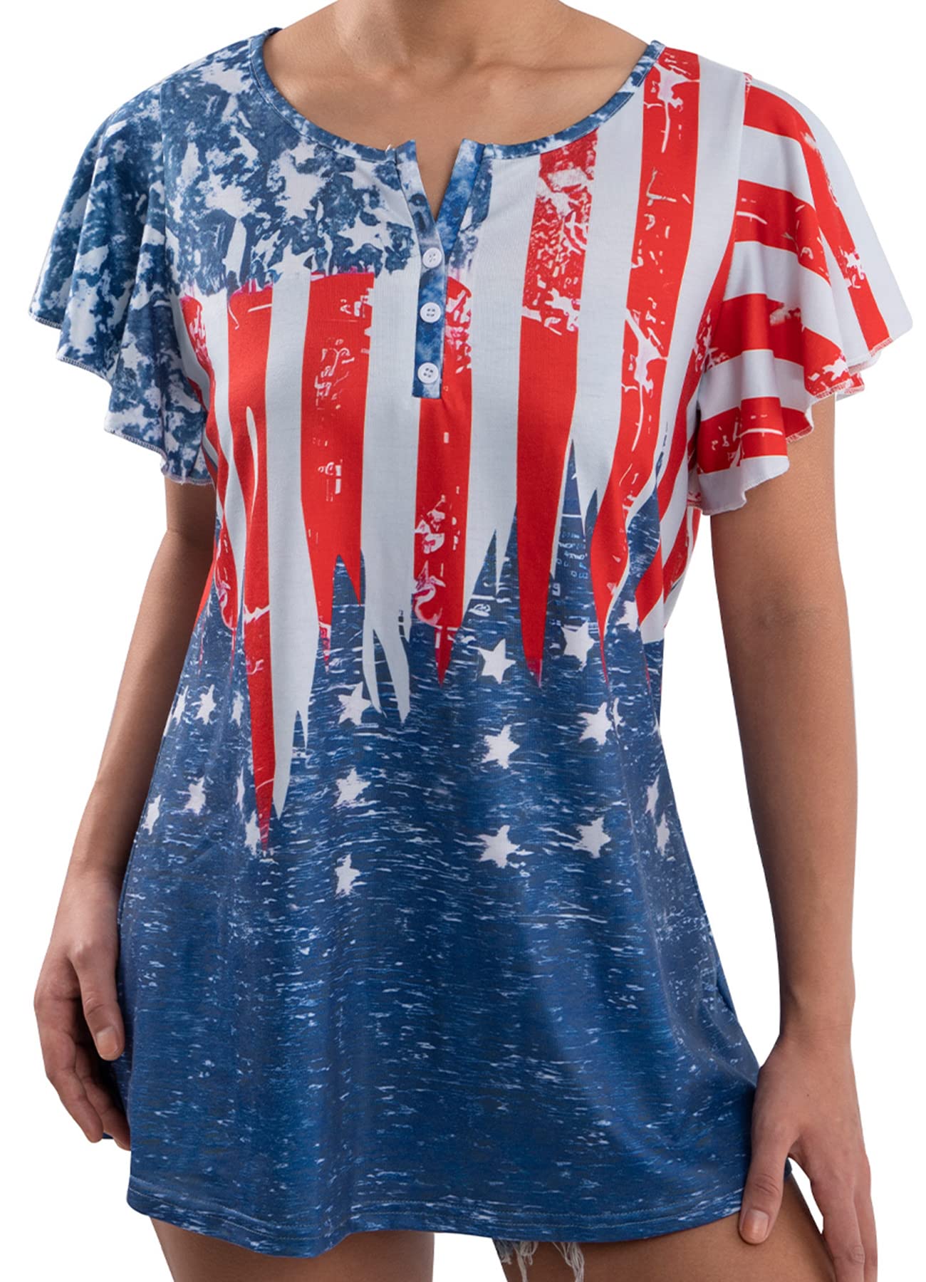 American Flag T Shirt Women USA Star Stripes Fourth July Tee Shirts ...