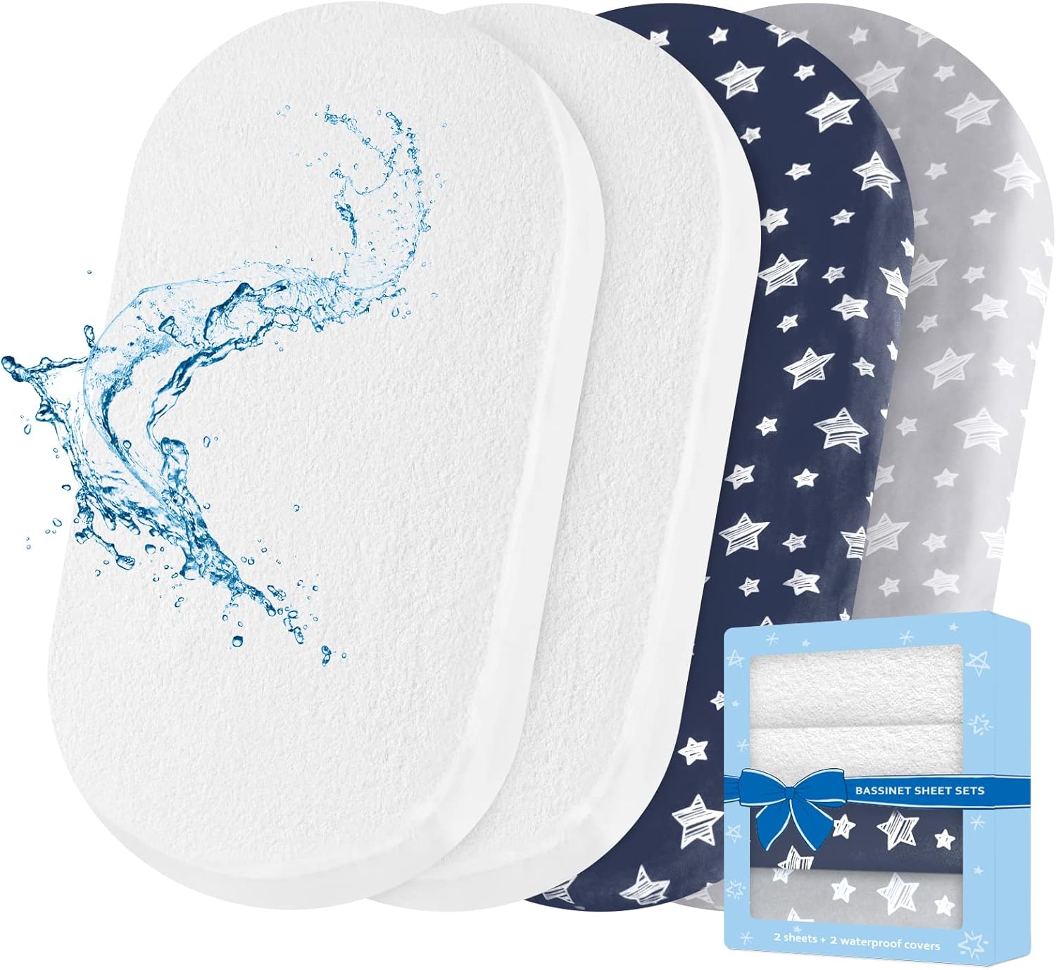 Amazon.com : Bassinet Sheets & Waterproof Bassinet Mattress Pad ...