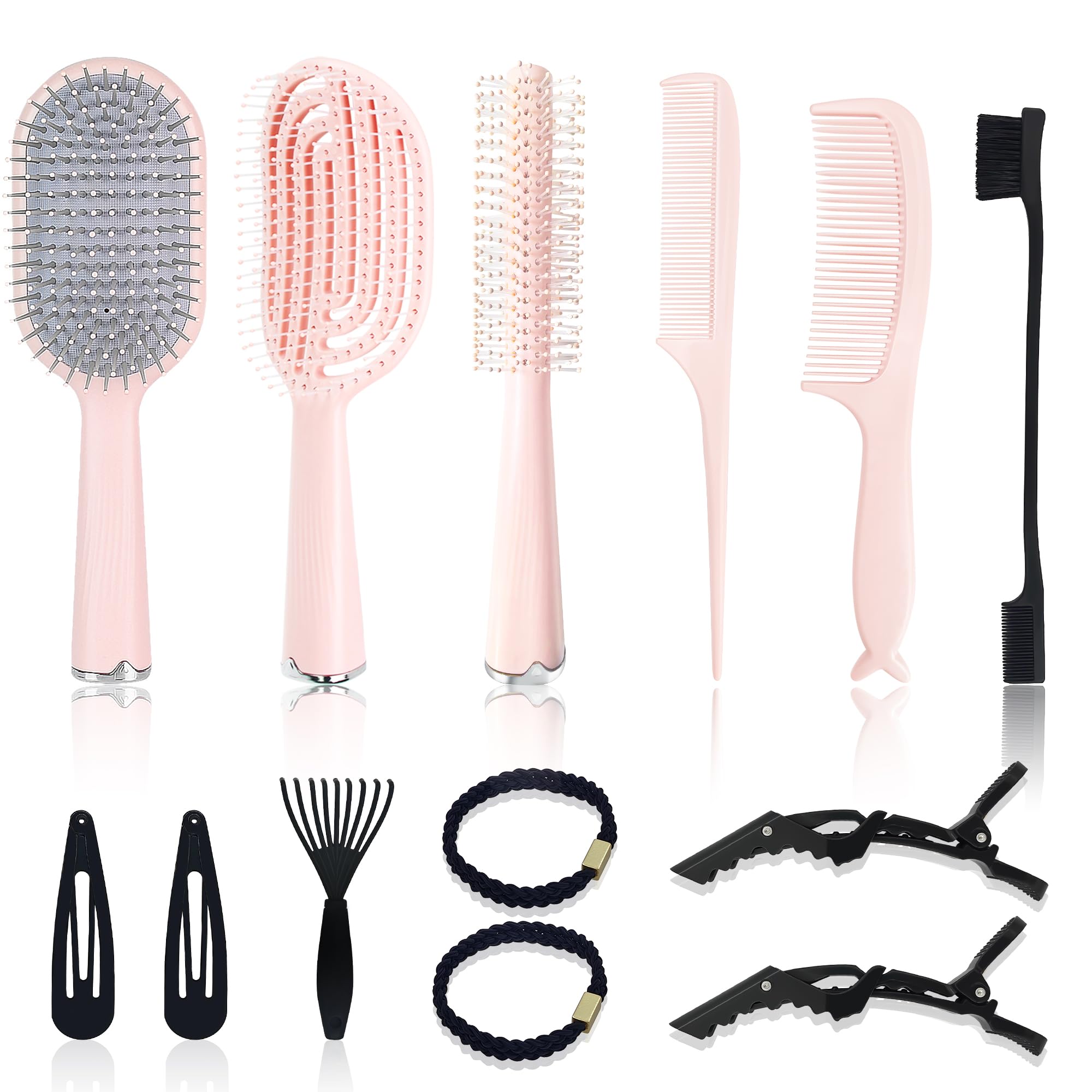 Amazon.com : 13pcs Hair Brush Set With Rat Tail Comb Fish Handle Wide ...