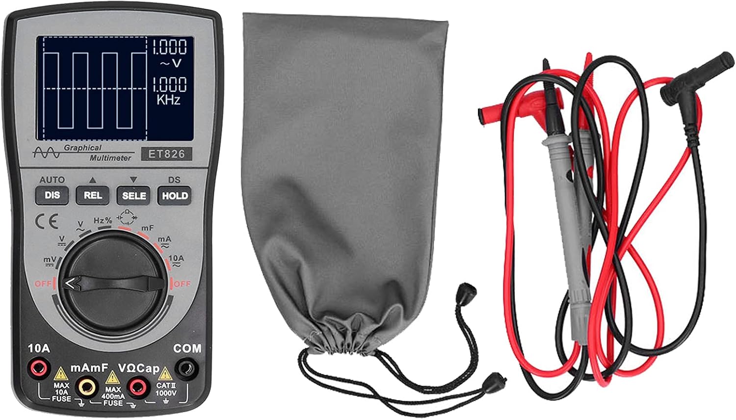 Digital Multimeter, ET826 2 in 1 Automatic Range Multimeter Color ...