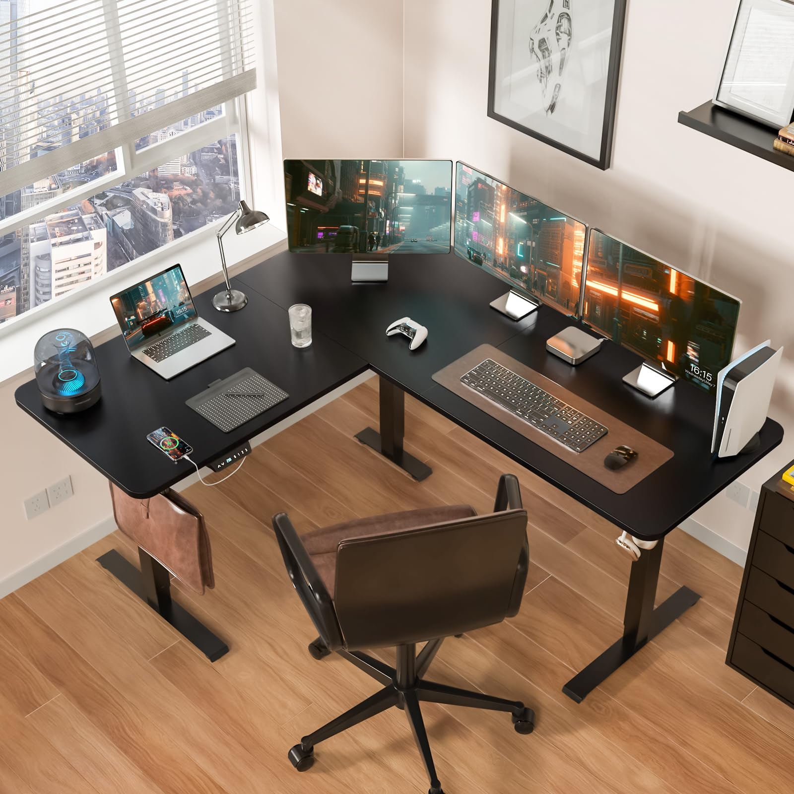 Snapklik.com : 63 X 55 Inch L Shaped Standing Desk, Corner Computer ...
