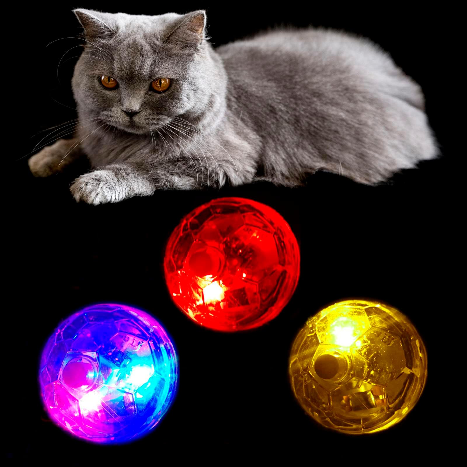Amazon.com : Ethical Pet 3 Pack of Motion Activated Cat Ball Cat Toys ...