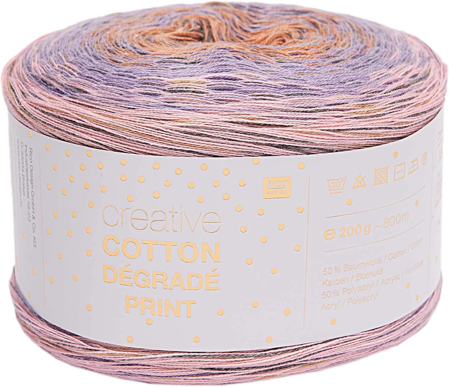 Rico Design Creative Cotton Degrade Print, Colour 005 Pink Lilac, 200 g ...